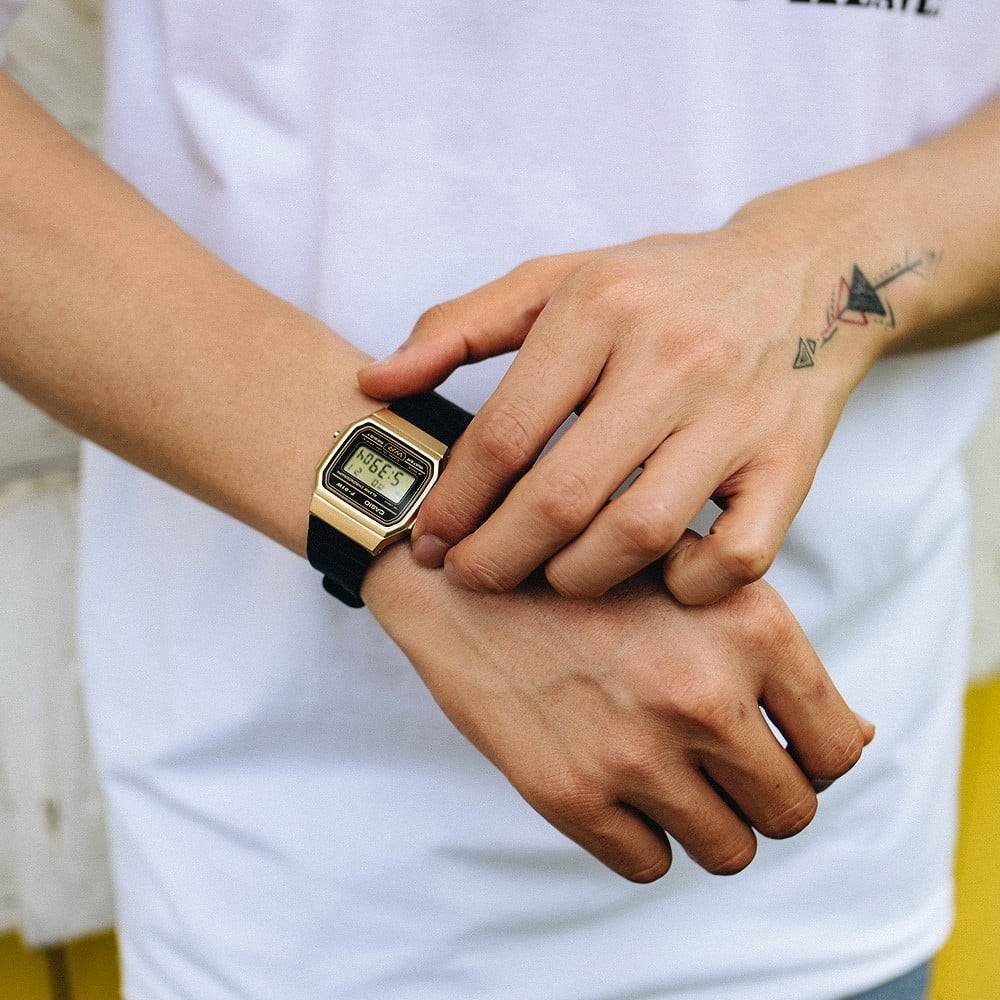 Relógio Casio Masculino Ref: F-91wm-9adf Vintage Digital Dourado Preto