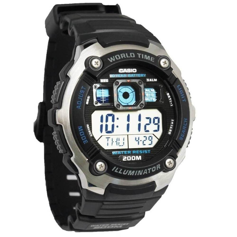 Relógio Casio Masculino Ref: Ae-2000w-1avdf Digital World Time Multicores