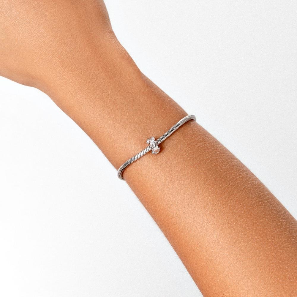 Charm Separador Estrelas Cravejado em Prata 925 Prata