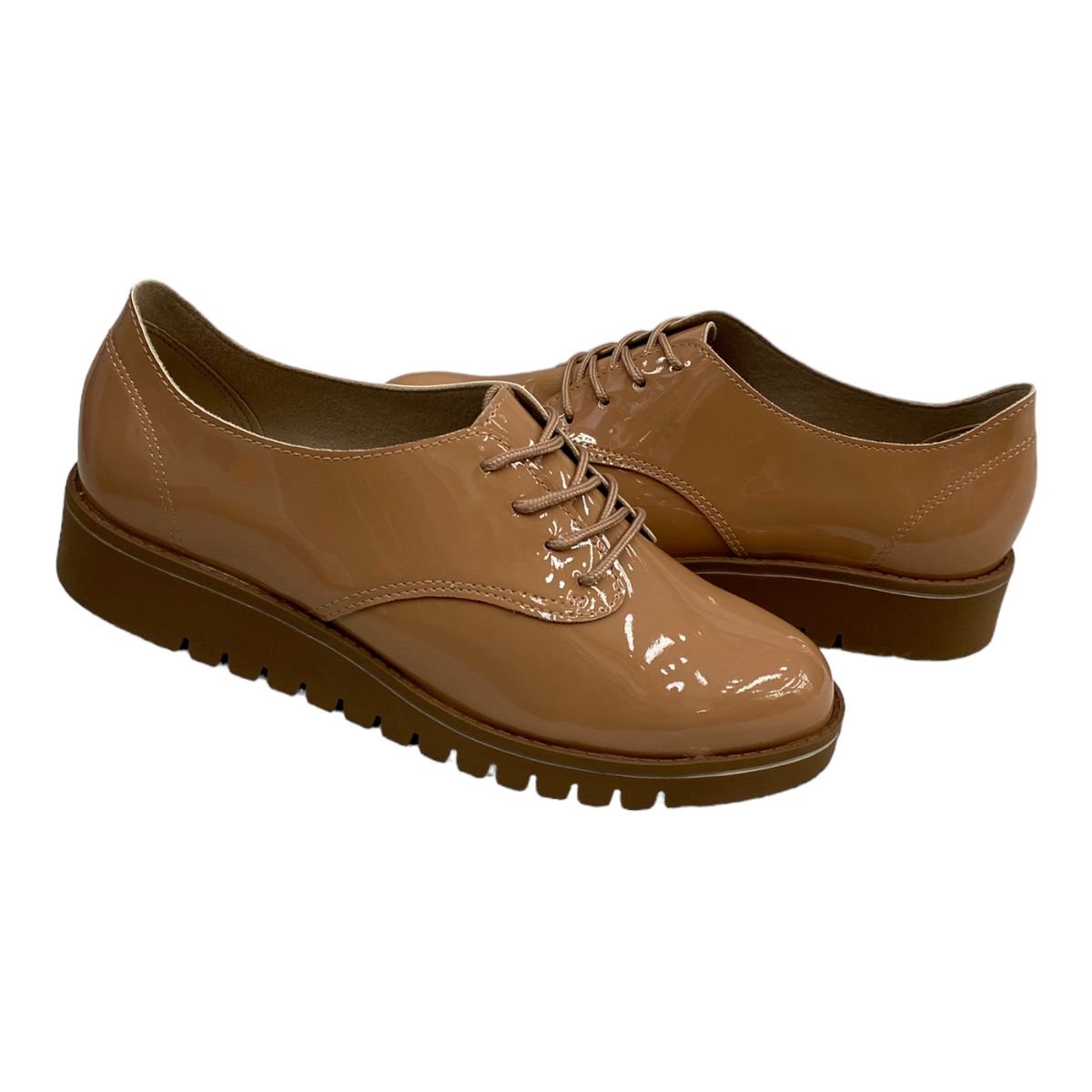 Sapato Beira Rio 4174.419 Oxford Salto Grosso Tratorado Feminino Bege