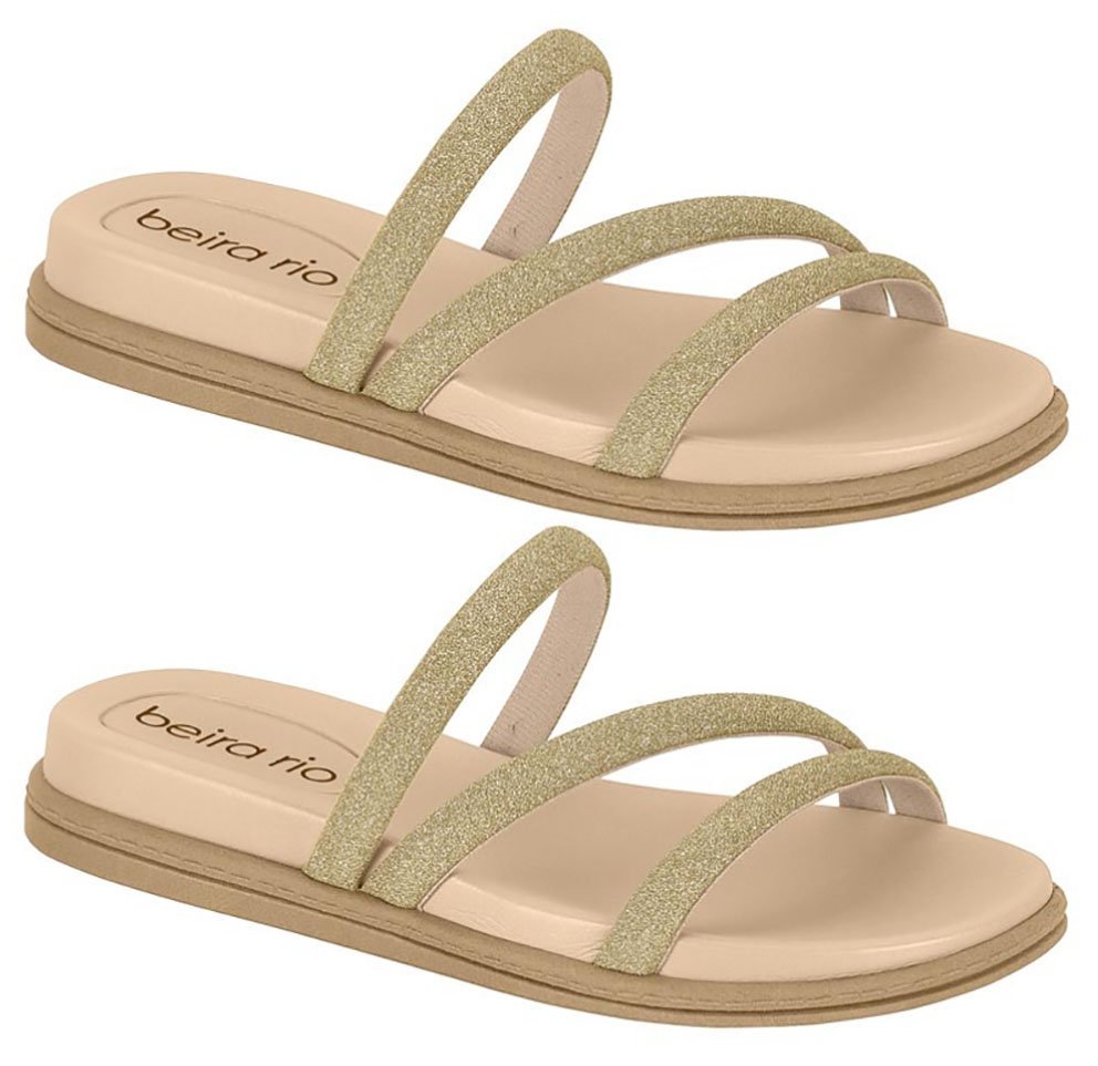Sandália Rasteira Strass Beira Rio 8488108 Feminino Dourado