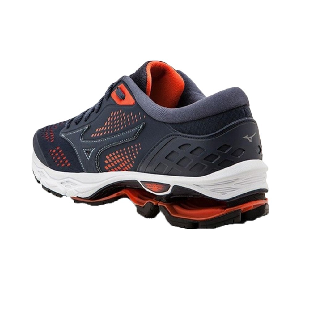 Tenis Mizuno Wave Invictus Masculino - Marinho e Laranja Azul