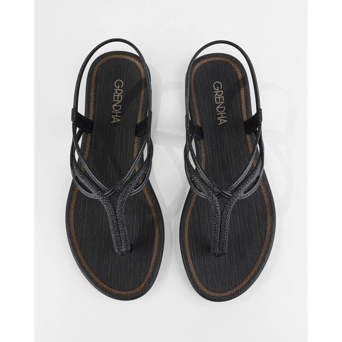 Sandalia Rasteira Feminina Casual Entrelaços com Glitter Grendha 18394 ...