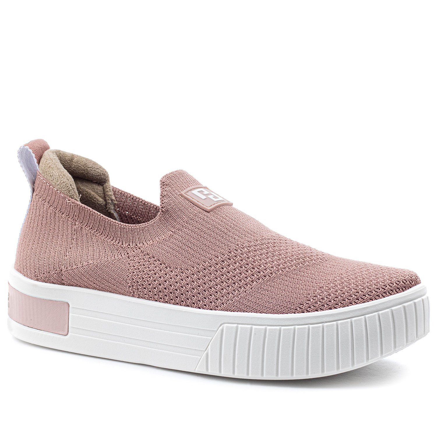 Tênis Pegada Slip On Flatform Knit Rosa