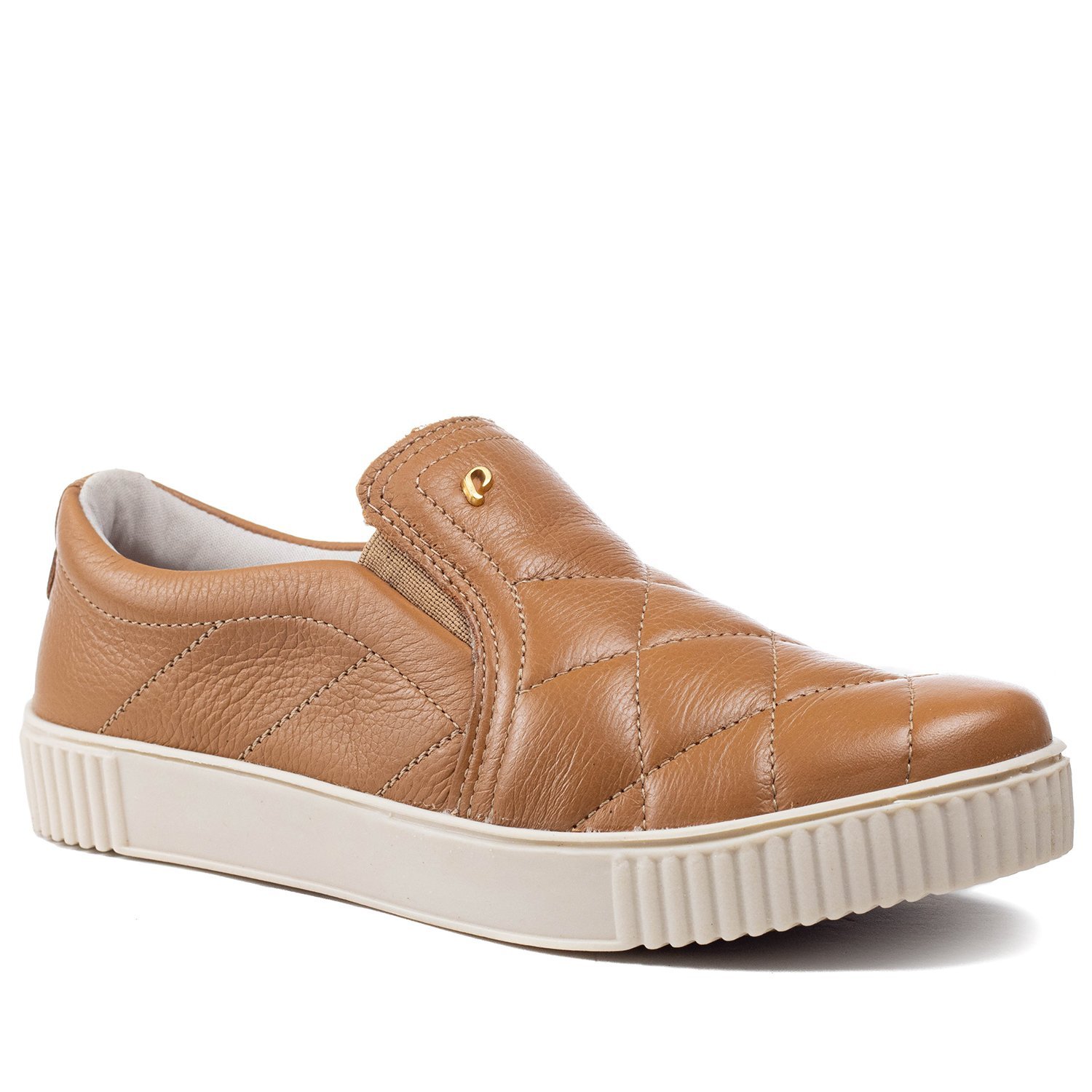 Tênis Pegada Slip On Feminino Couro Marrom
