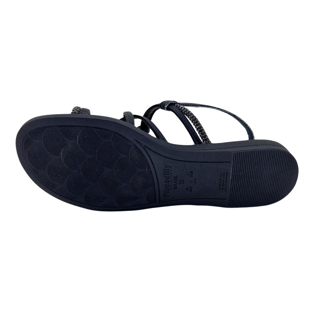 Sandália Piccadilly Tiras Strass 513011 - Feminino Preto