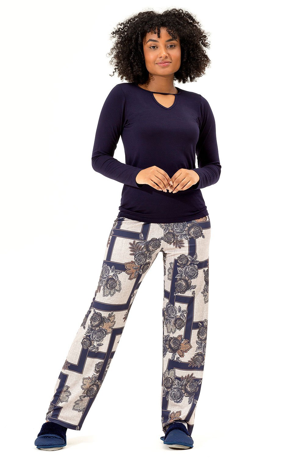 Pijama Floral Azul - Toque Sleepwear Azul