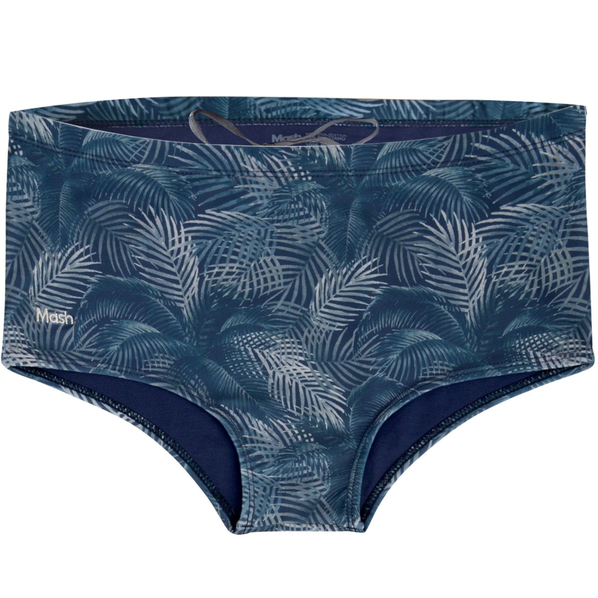 Sunga Slip Mash Estampada Folhagem Cinza Azulada Azul