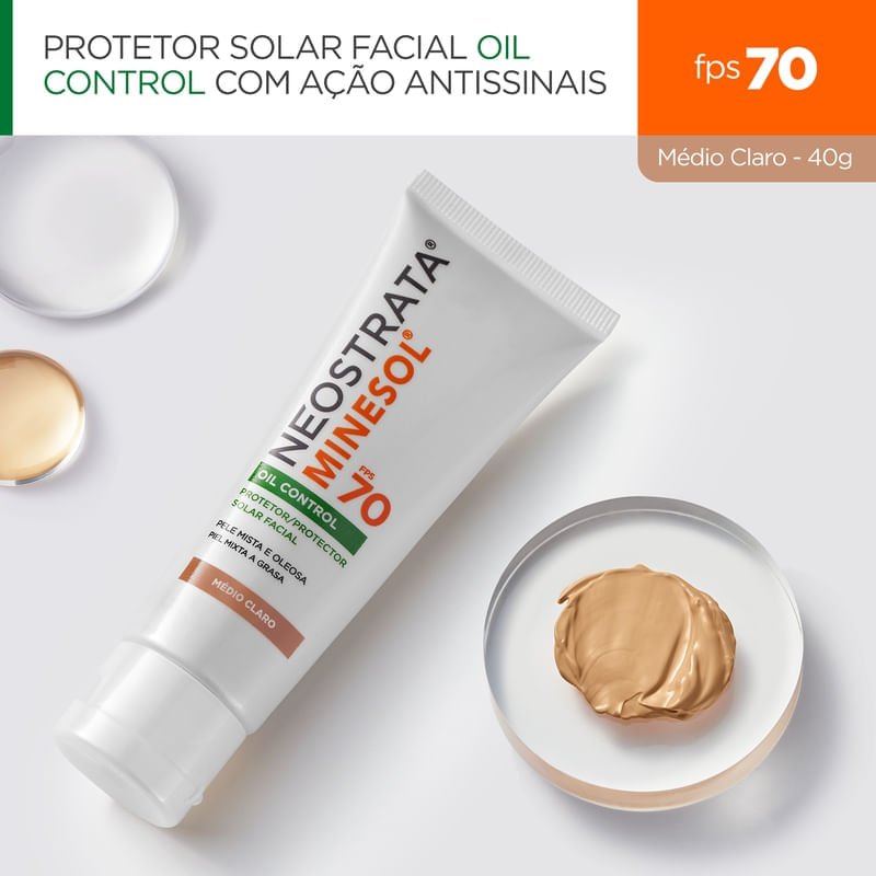 Neostrata Minesol Oil Control FPS70 Médio Claro 40g Marrom