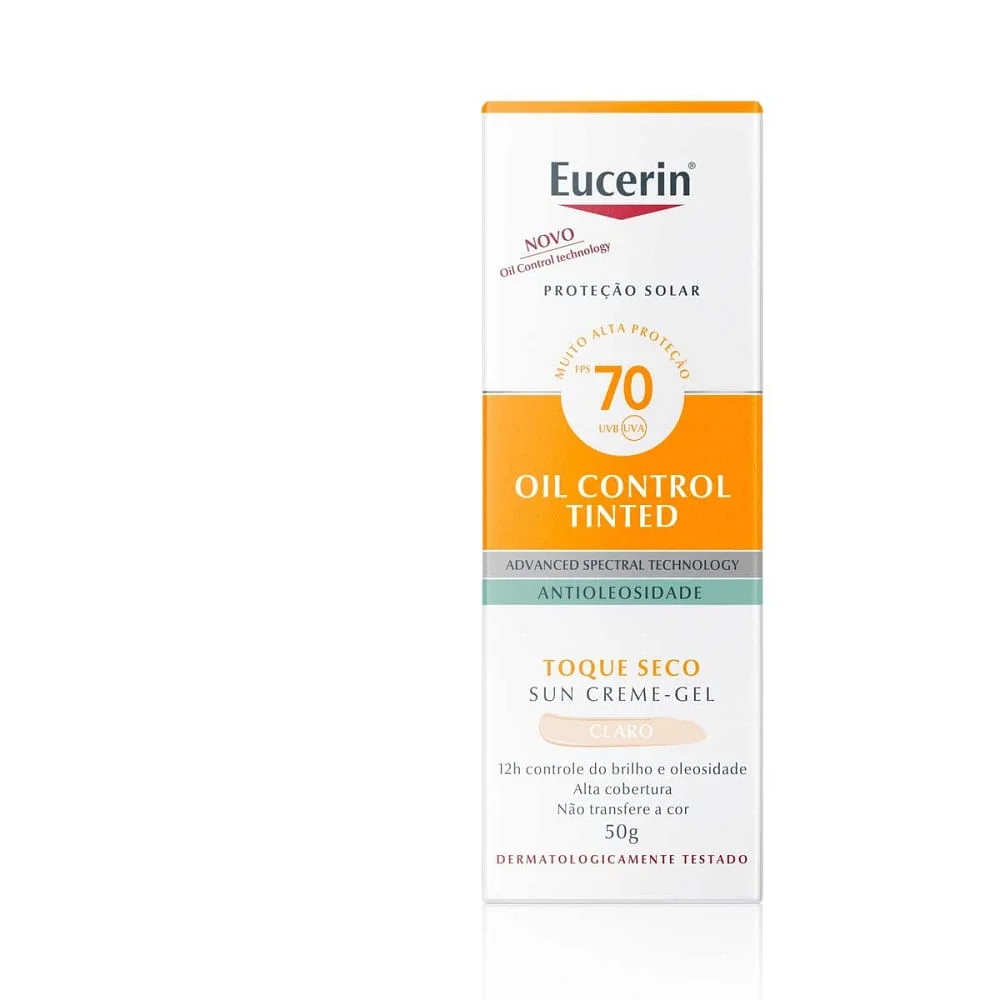Protetor Solar Facial Eucerin Sun Oil Control Tinted Claro fps 70 50g Claro