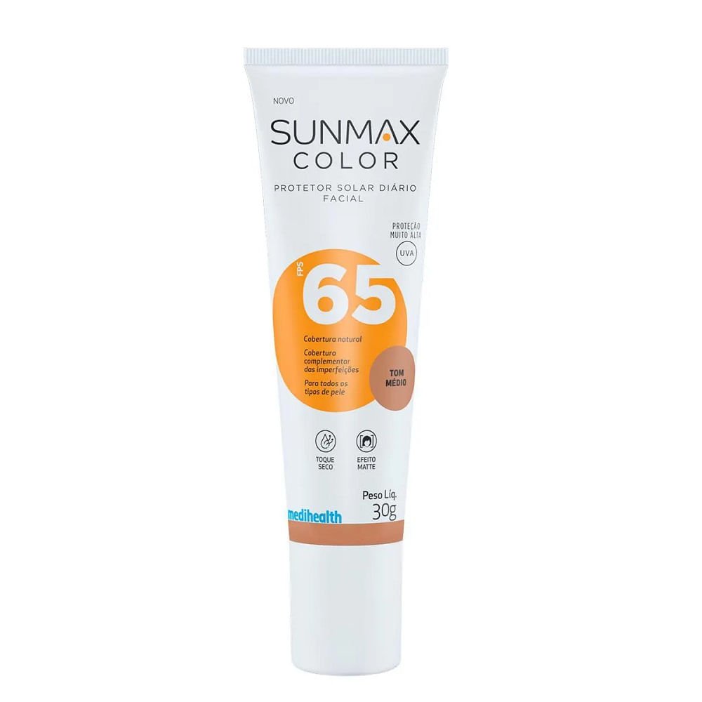 Protetor Solar Facial Sunmax Color FPS 65 Tom Médio 30g Tom Médio