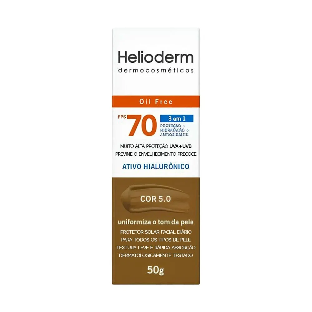 Helioderm Protetor Solar Facial Fps70 Cor 5.0 50g 50g
