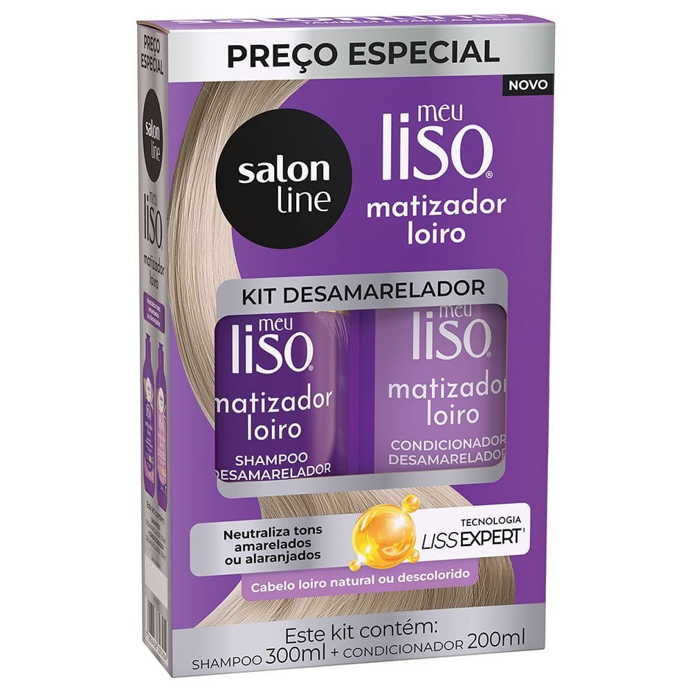 Kit Shampoo Salon Line Meu liso Matizador Loiro Desamarelador 300ml ...