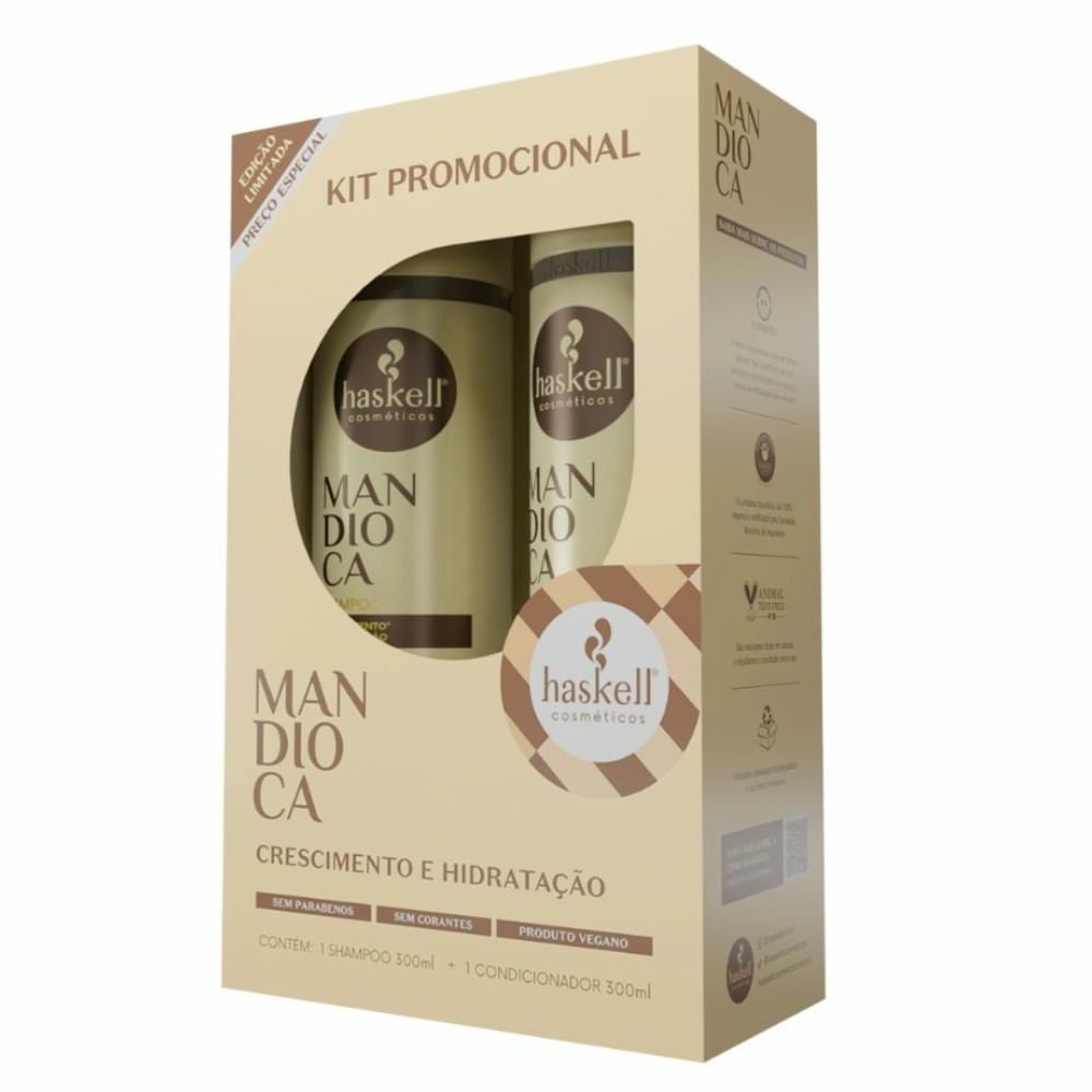 Kit Shampoo + Condicionador Haskell Mandioca 300ml ÚNICO