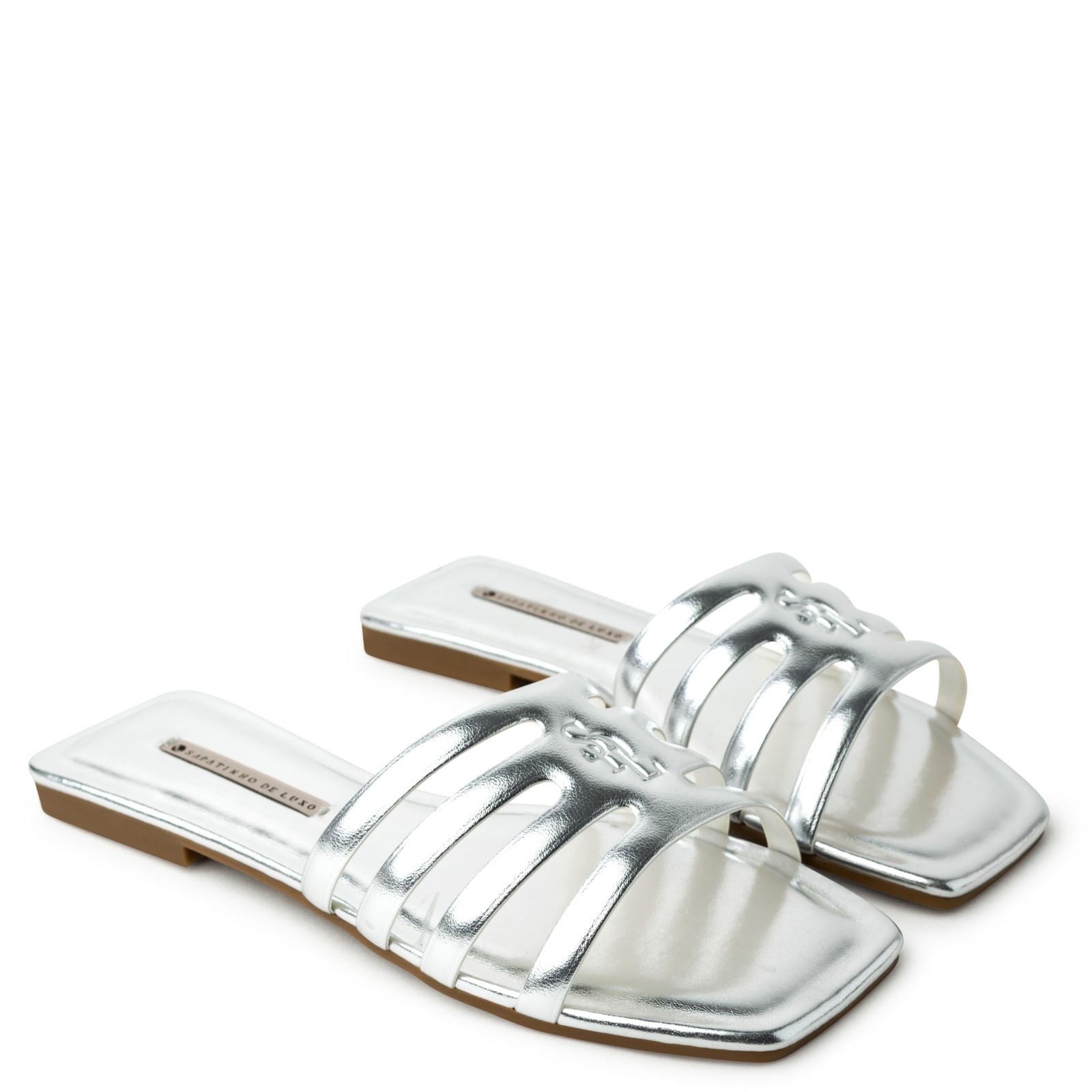 Rasteira Prata Metalizado com Estampa SDL 1380.194_2 Cinza