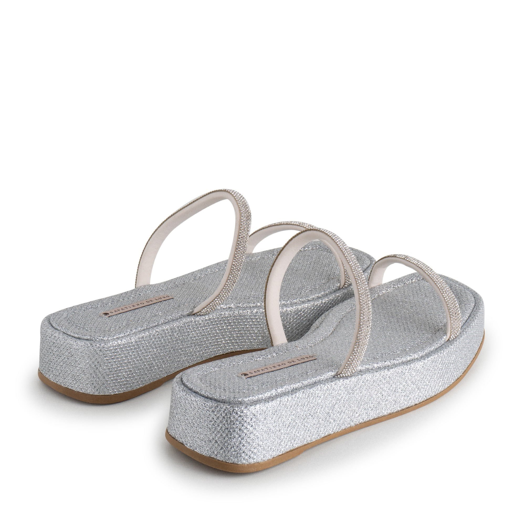 Tamanco Prata Flatform com Pedras Mini Cristal 9360.36_4 Prata