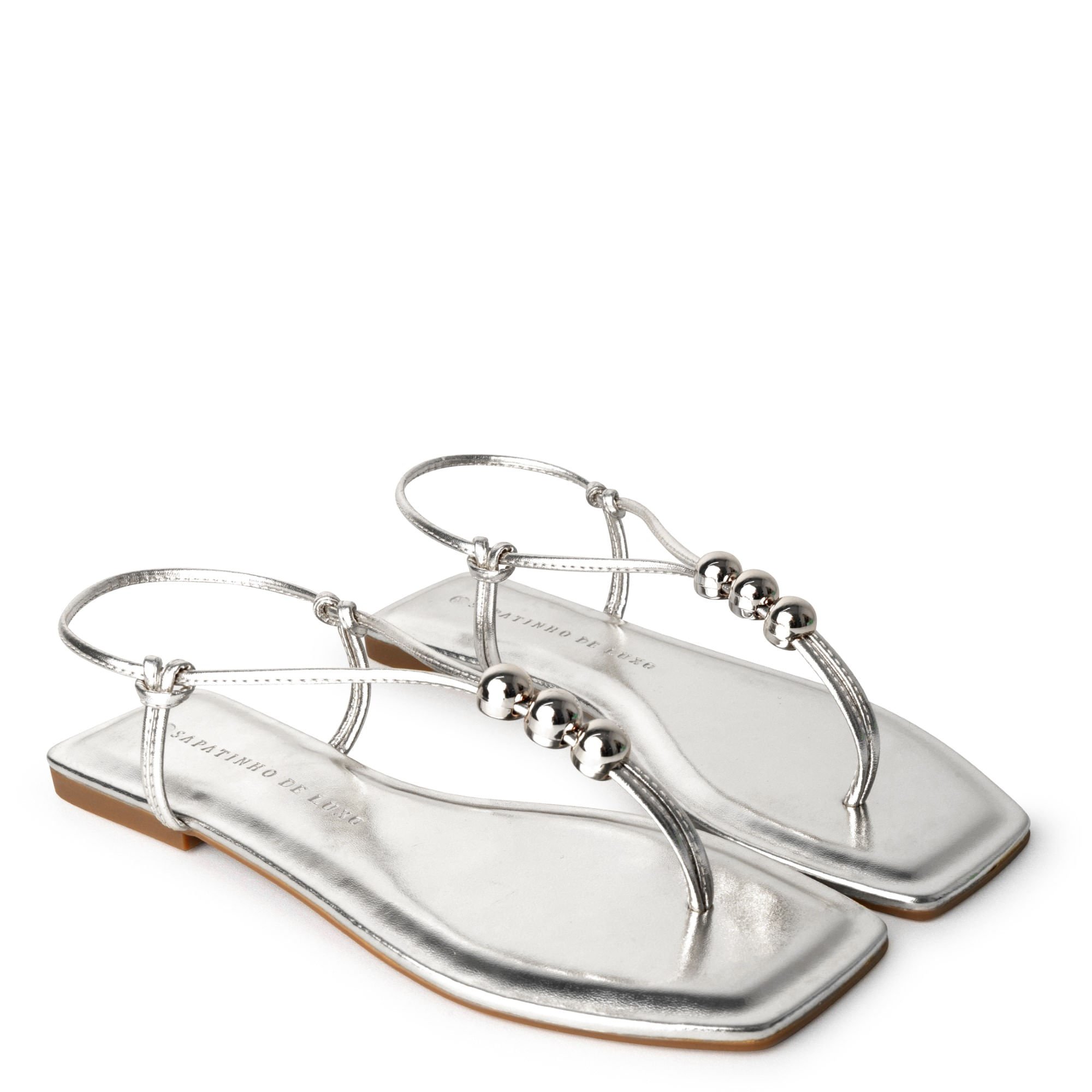 Rasteira Prata com enfeite Bolinhas 1380.28_24 Prata