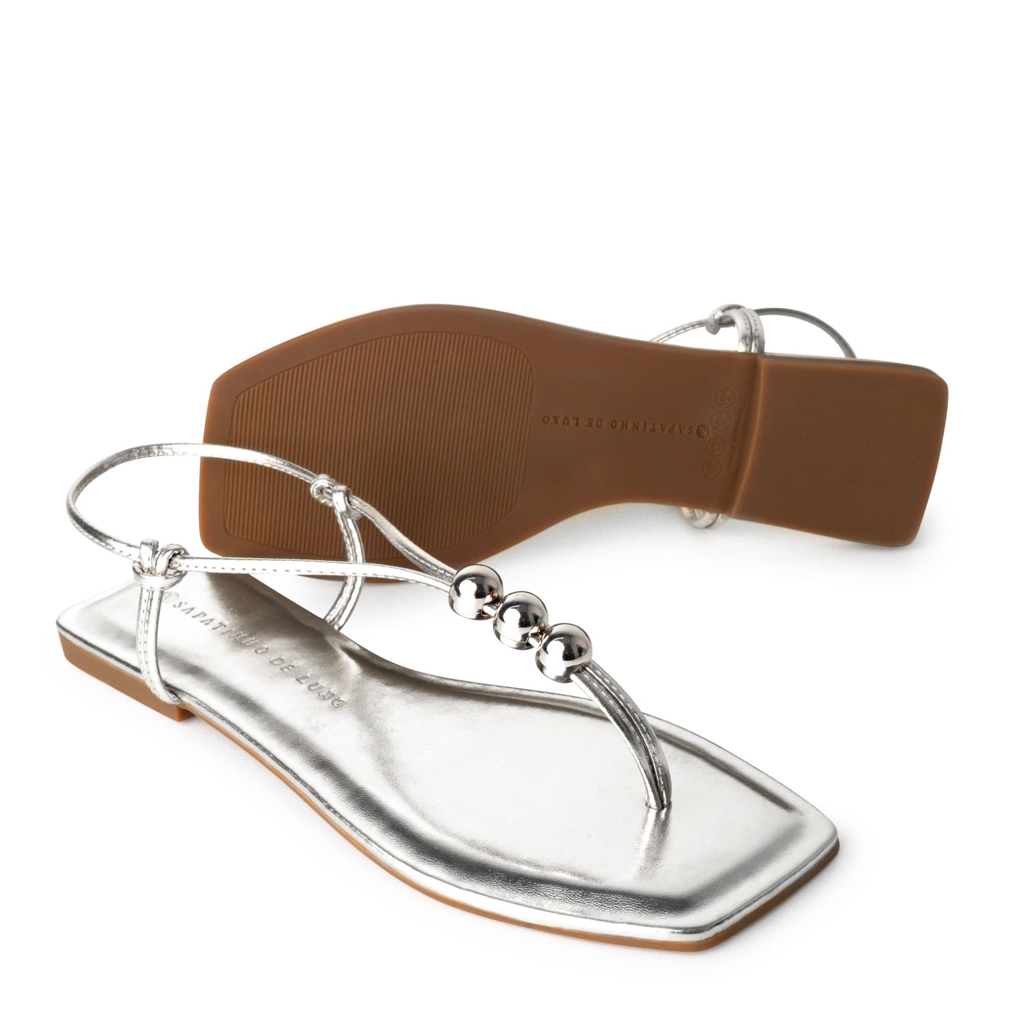 Rasteira Prata com enfeite Bolinhas 1380.28_24 Prata