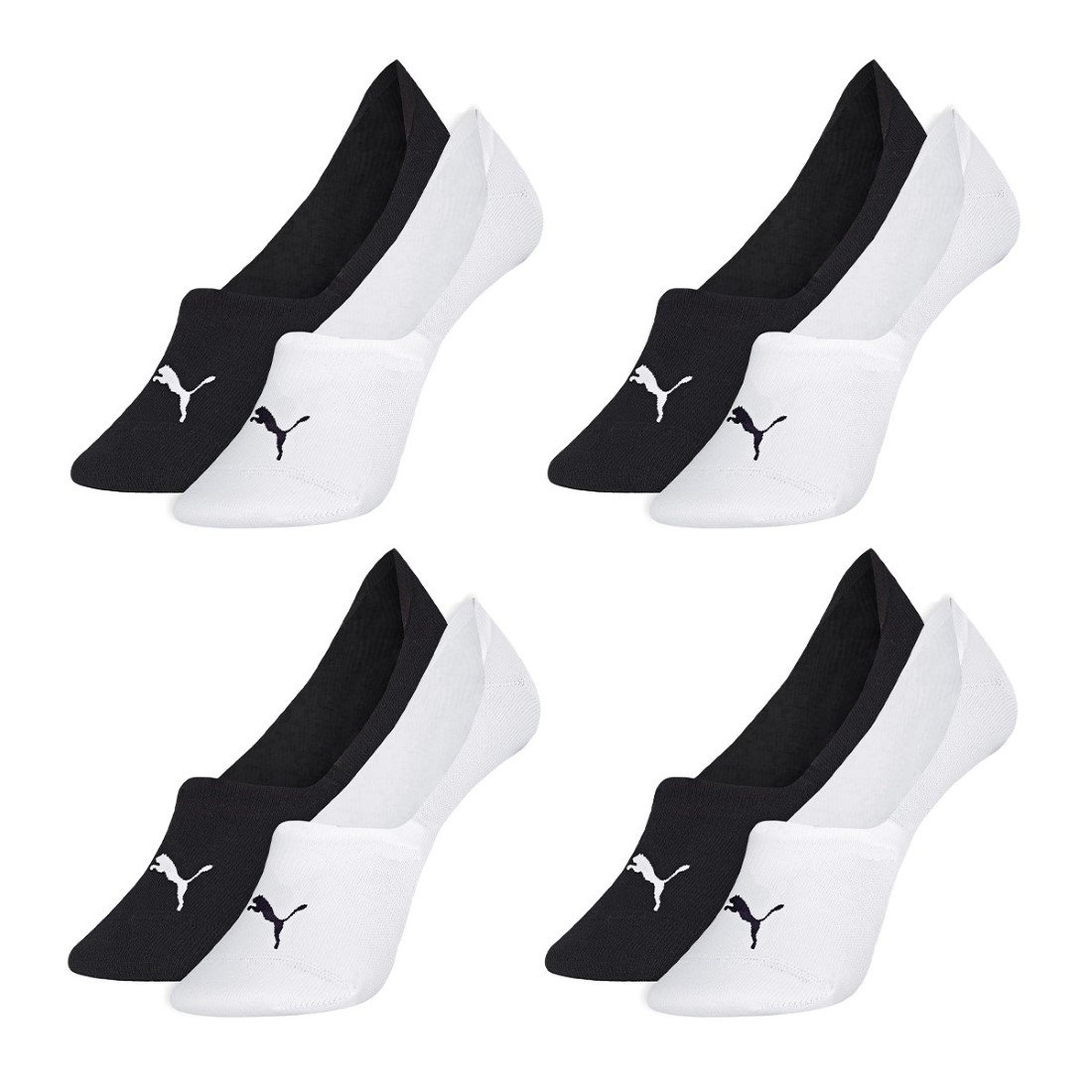 4 Kits De 2 Pares Meias Puma Femininas Invisíveis 4715 Preto