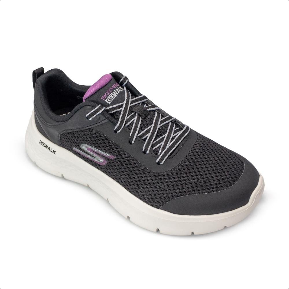 Tênis Skechers Feminino Go Walk Flex Preto/Roxo