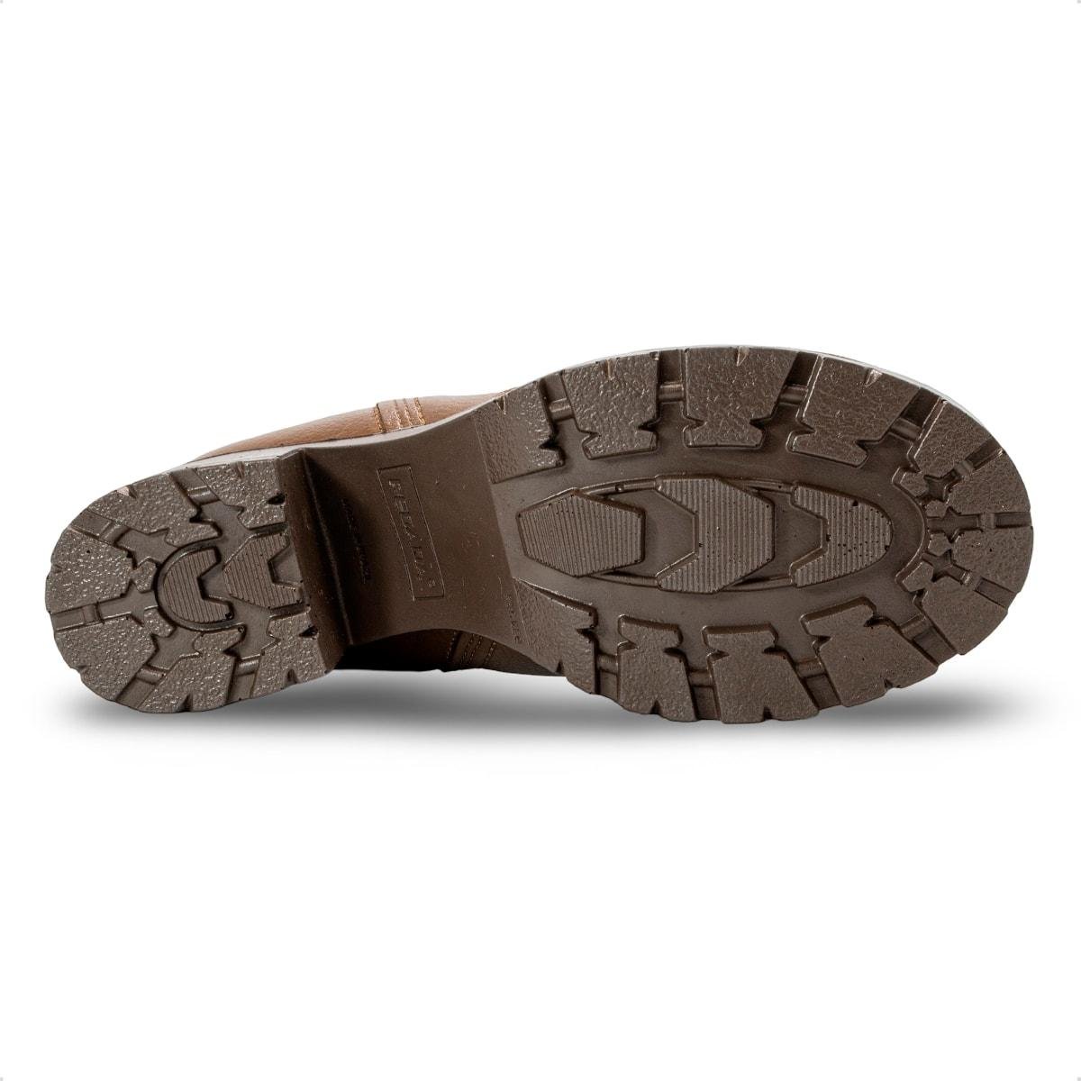 Bota Pegada Feminina Em Couro Salto Bloco Tratorado 282603 Marrom