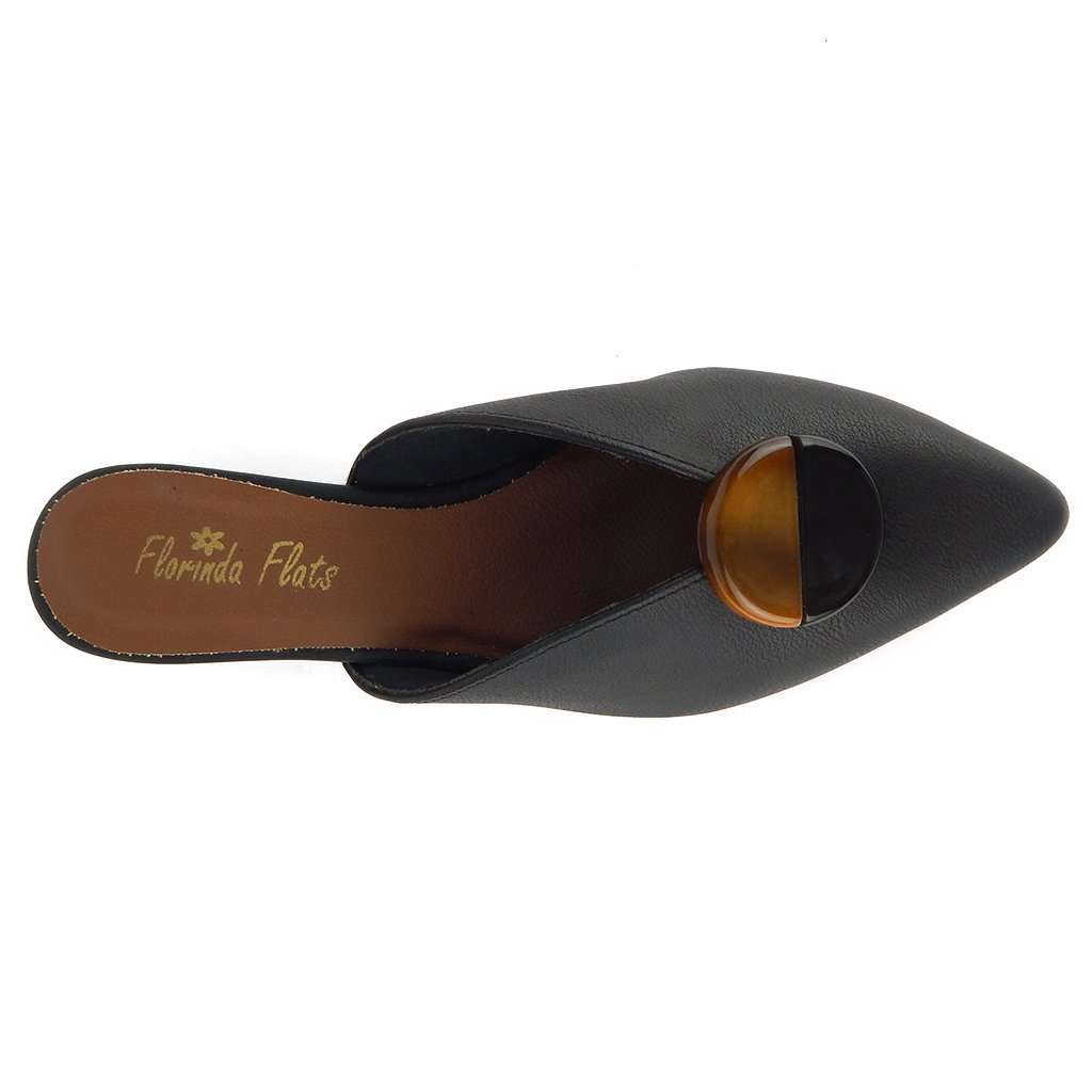 Mule Preto Com Detalhe em Madeira Preto