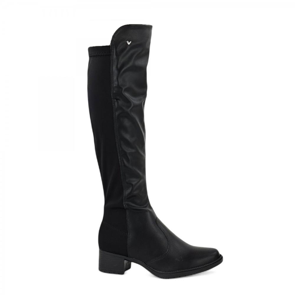 Bota Longa Lycra Salto Bloco Mississipi Feminina Preto