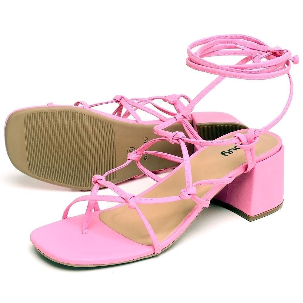 Sandália Gladiadora de Salto Feminina 300FG Rosa