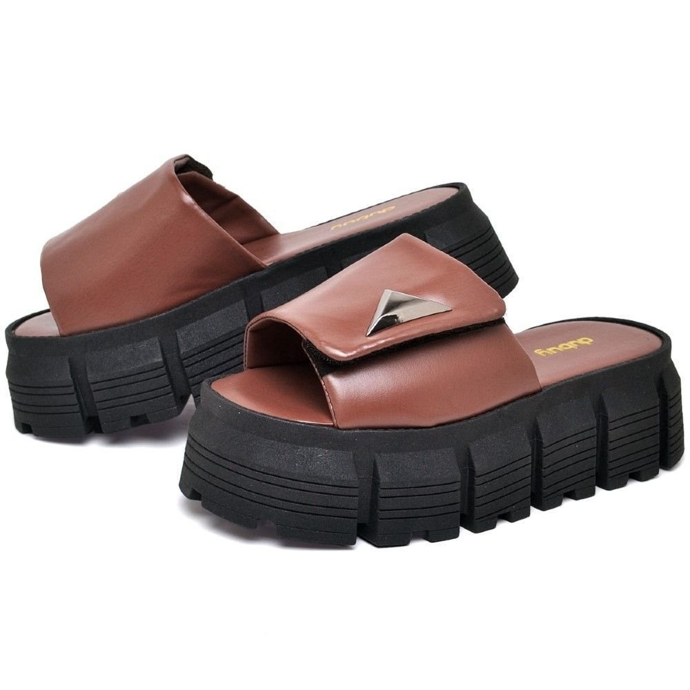 Tamanco Papete Chinela Feminino DUBUY 2086FG Marrom