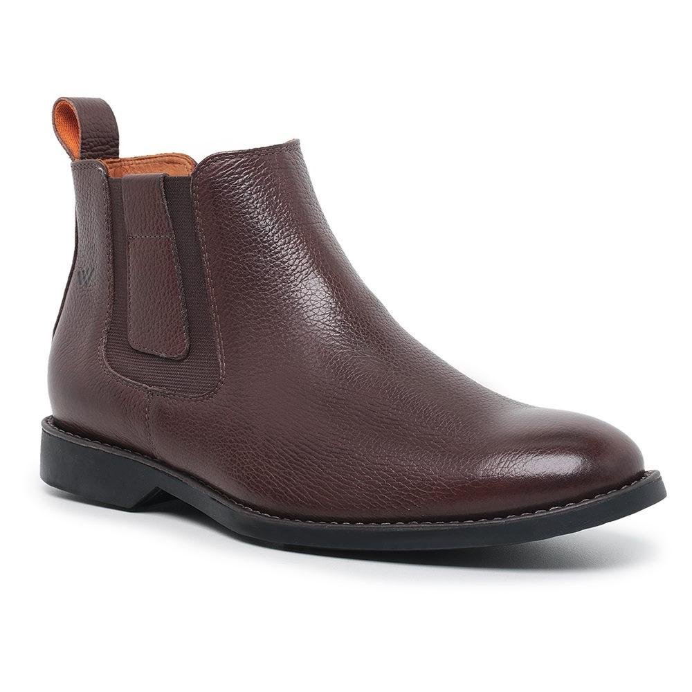 Bota Chelsea Masculina Couro Cano Baixo Confortável Moderna Marrom