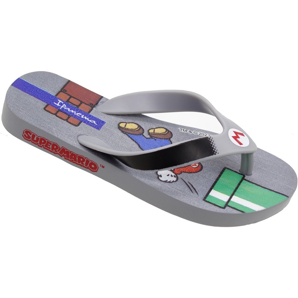 Chinelo Ipanema Super Mario Bros Infantil de Dedo Juvenil Masculino Cinza
