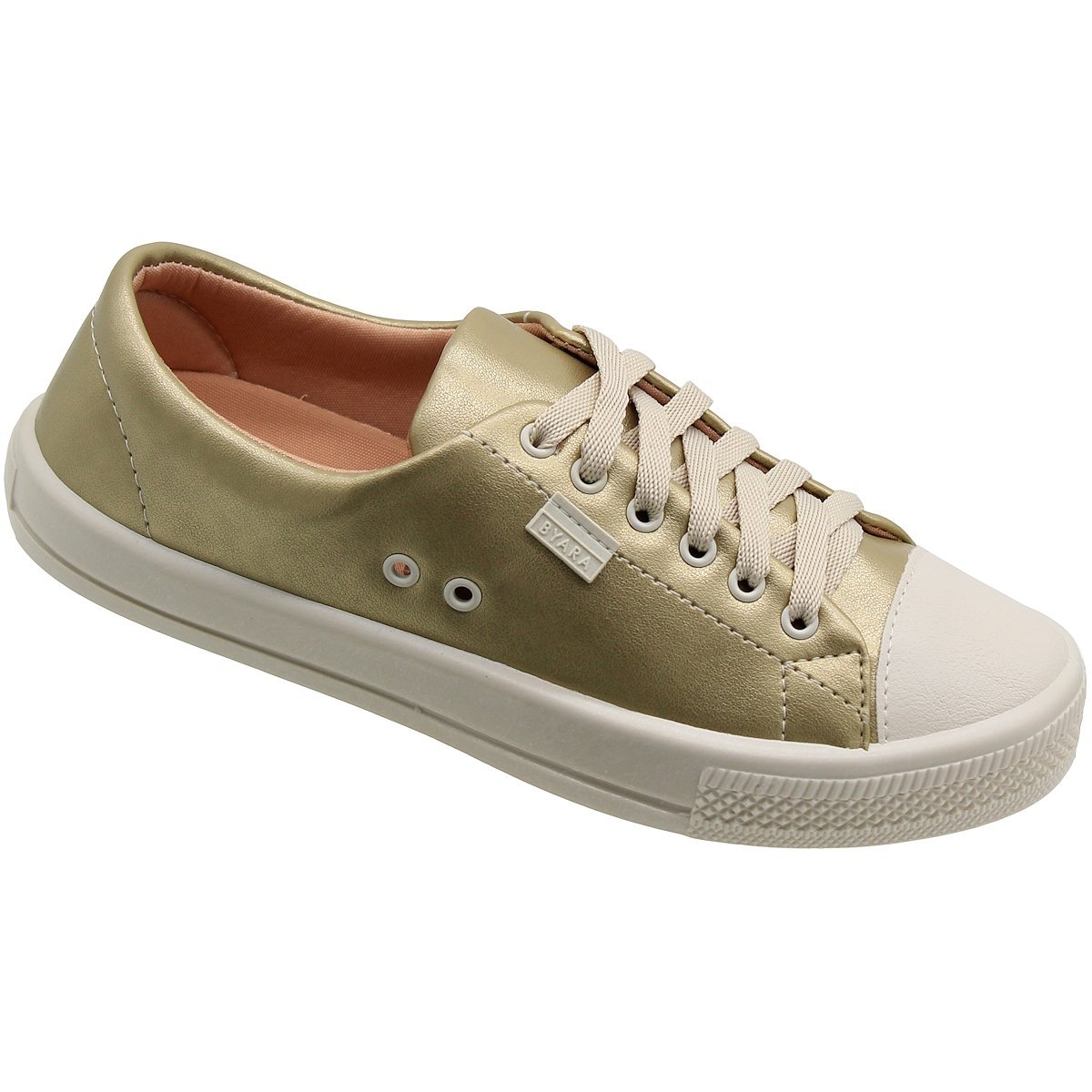 Tênis Casual Byara Clássico Napa Feminino Dourado