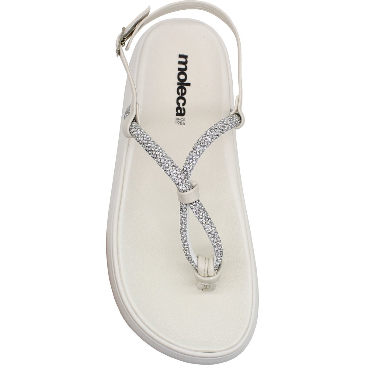 Sandália Plataforma Moleca Diamond Tira Cruzada Fivela Feminina Branco