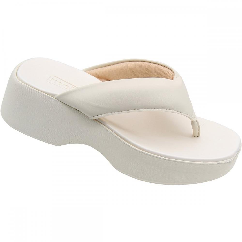 Tamanco de Dedo Moleca Anabela Tira Grossa Macia Feminino Branco