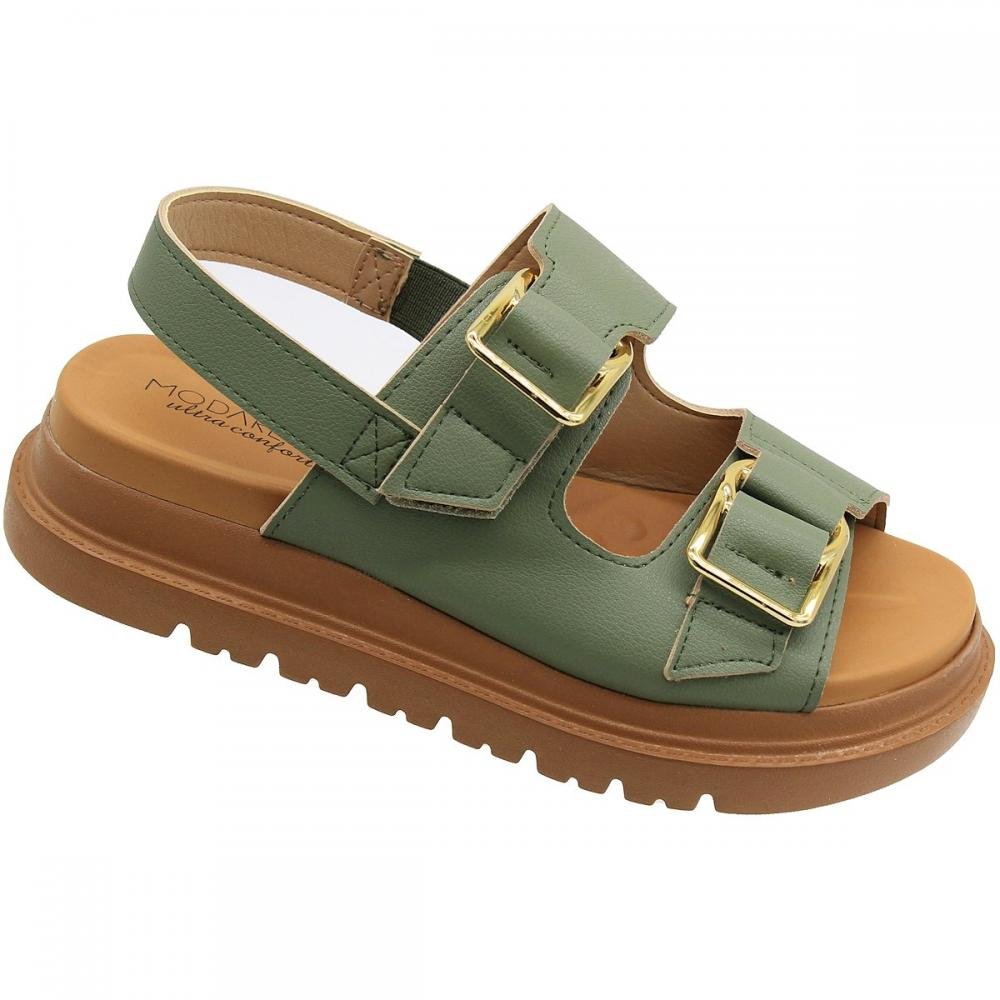 Sandália Papete Feminina Modare Ultra Conforto Nature Plataforma Verde