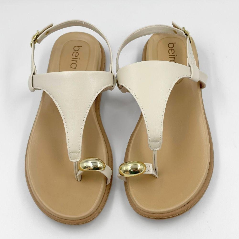 Sandália Beira Rio Casual Rasteira Feminina Branco