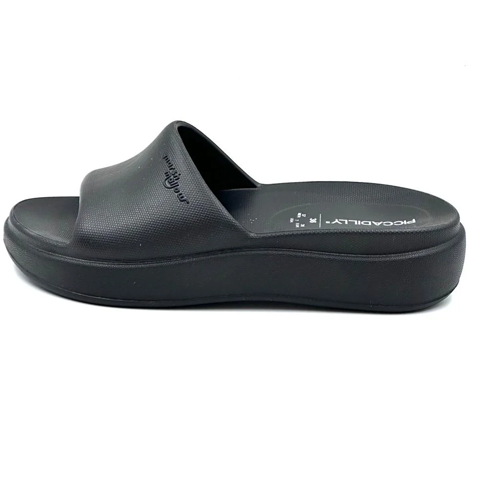 Tamanco Piccadilly Slide Marshmallow Feminino Preto