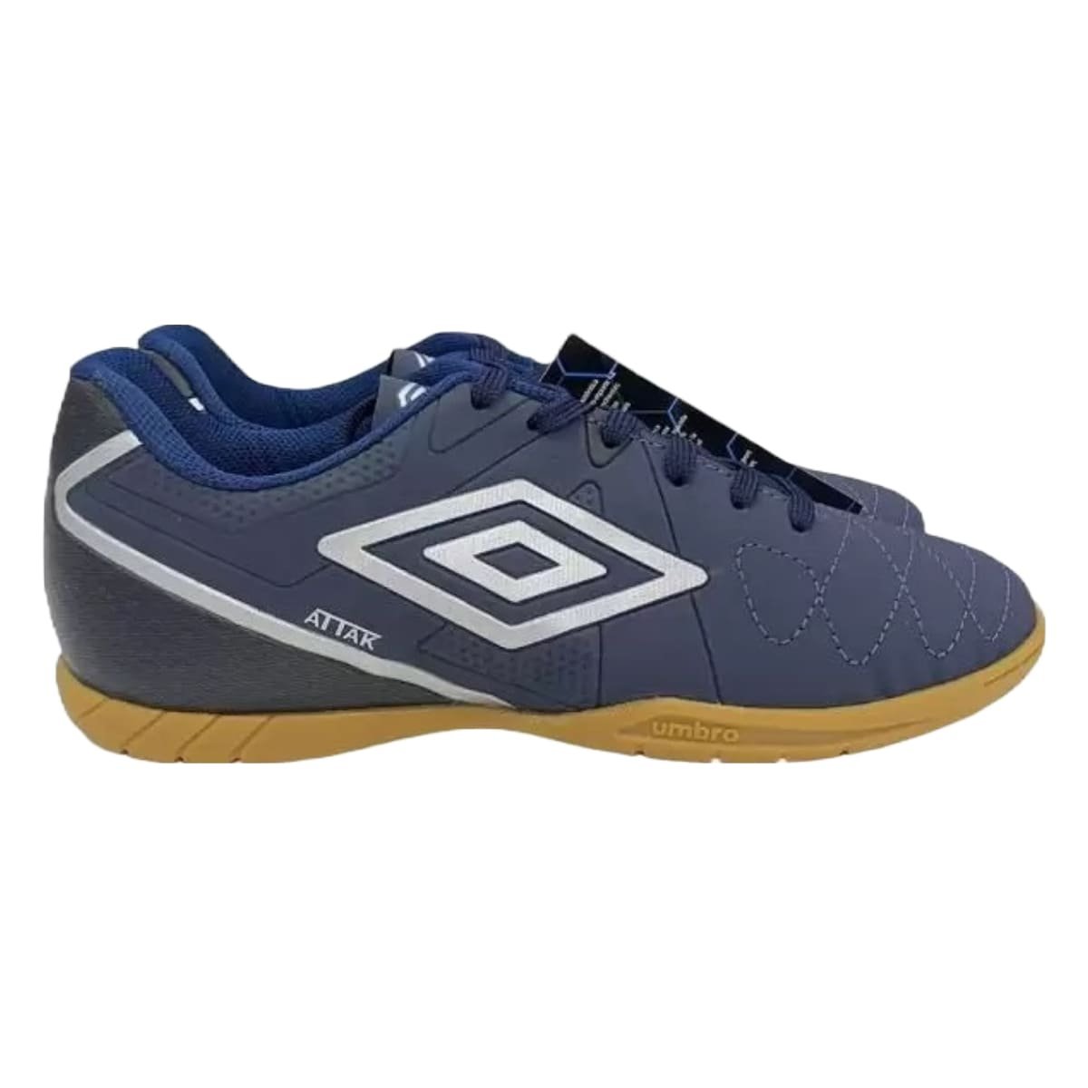 Chuteira Futsal Umbro Attak Eternal Masculino Azul Marinho e Prata Azul/Prata