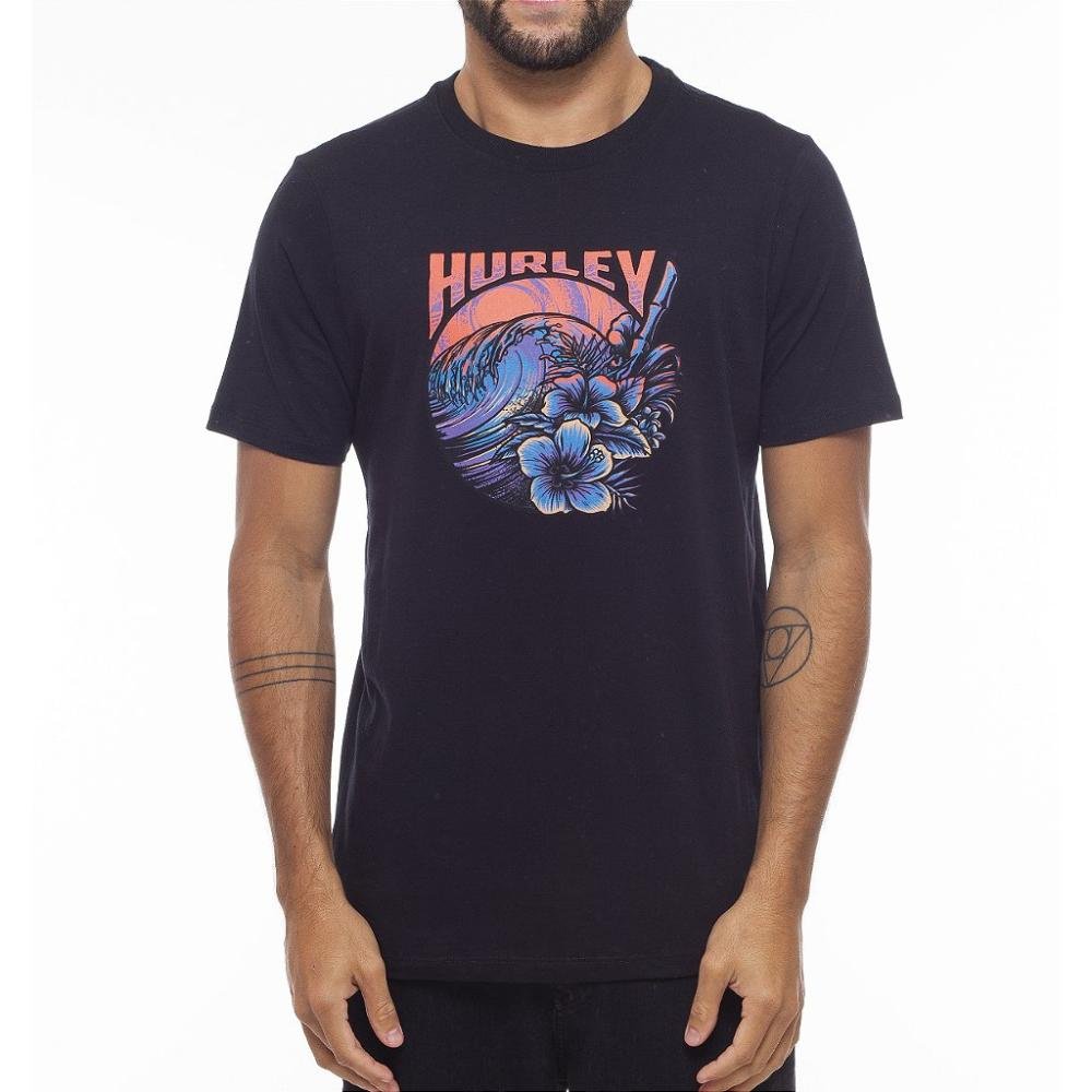 Camiseta Hurley Flower Sun WT23 Masculina Preto Preto