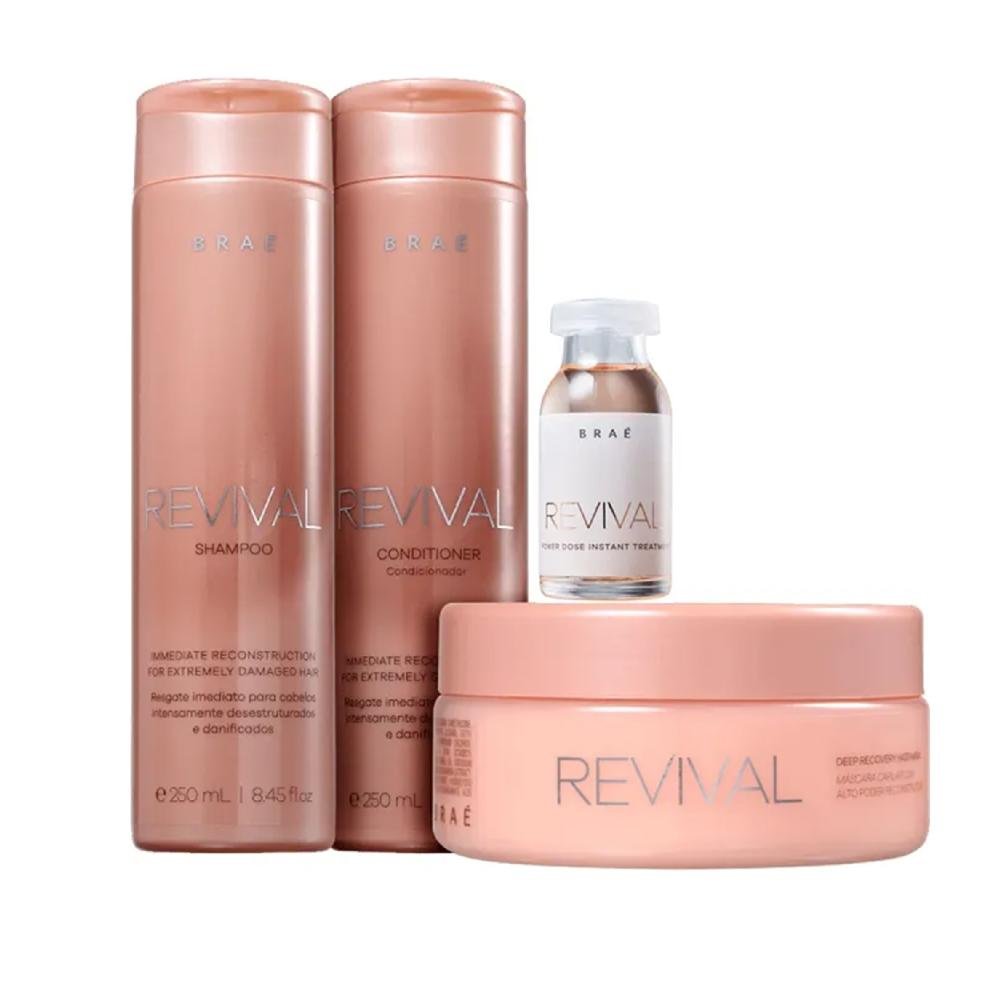 Kit Braé Revival - Shampoo 250ml + Condicionador 250ml + Máscara 200g ...
