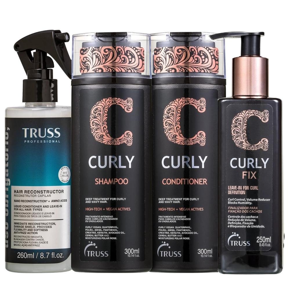 Kit Truss Curly - Shampoo 300ml + Condicionador 300ml + Leave-in Fix ...