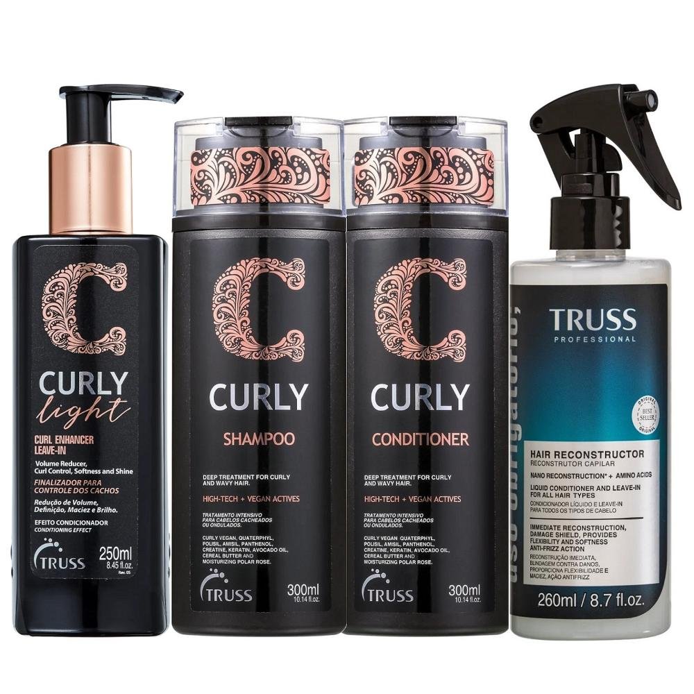 Kit Truss Curly - Shampoo 300ml + Condicionador 300ml + Leave-In Light ...