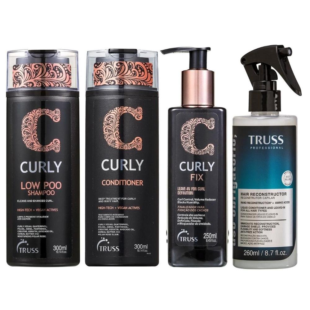 Kit Truss Curly - Shampoo Low-Poo 300ml + Condicionador 300ml + Leave ...