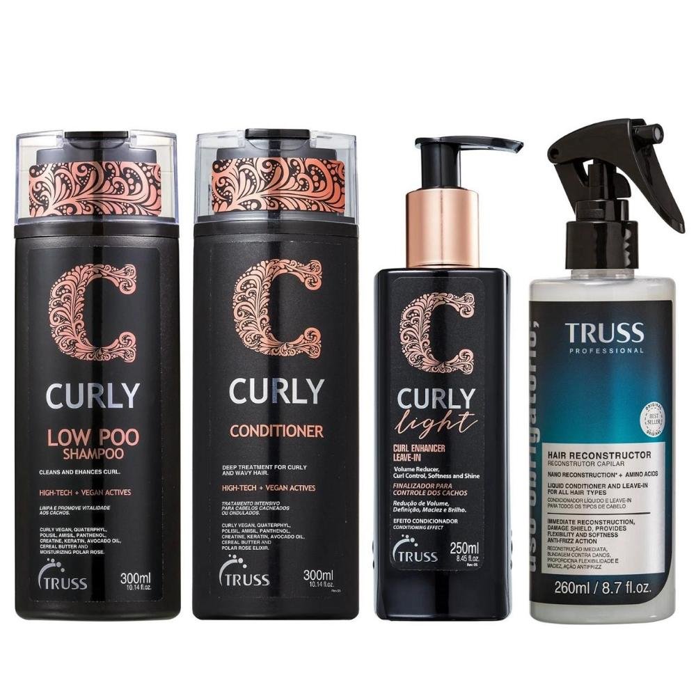 Kit Truss Curly - Shampoo Low-Poo 300ml + Condicionador 300ml + Leave ...