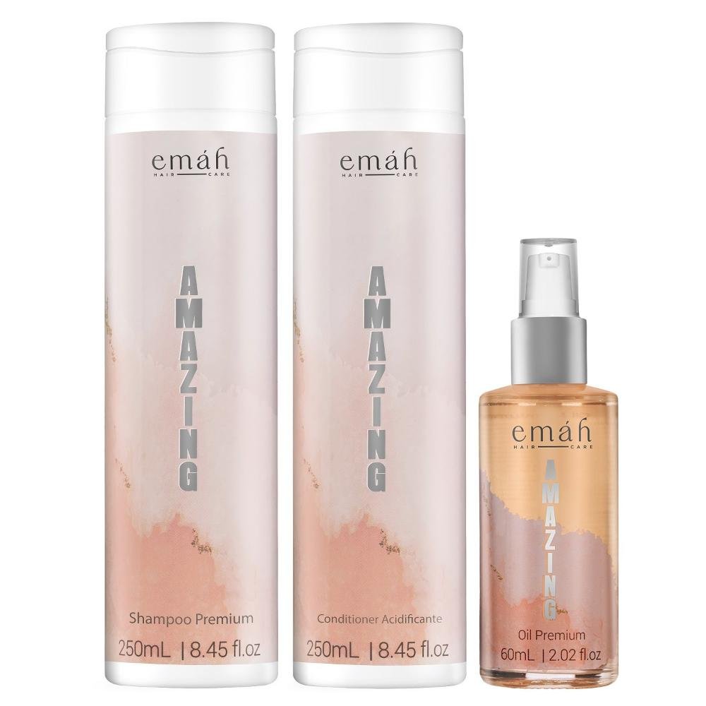 Emáh Amazing - Shampoo 250ml + Condicionador 250ml + Óleo Premium 60ml ...