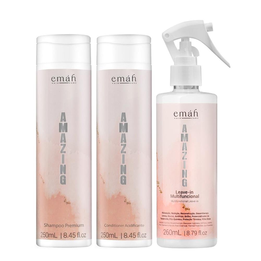Emáh Amazing - Shampoo 250ml + Condicionador 250ml + Leave-in ...