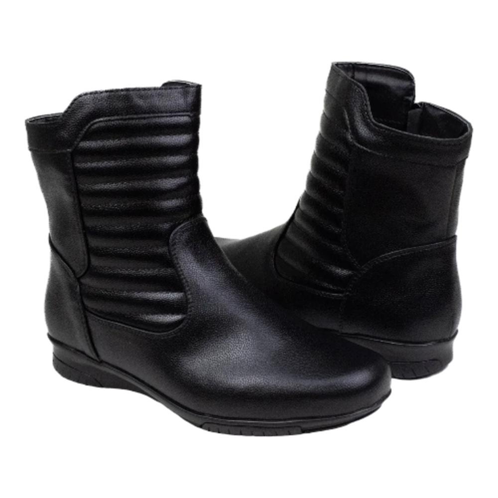 Bota Rasteira Cano Curto Feminina Mooncity Preto