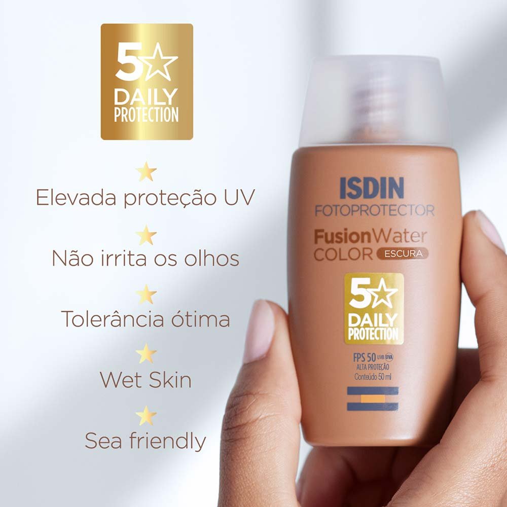 Protetor Solar Facial ISDIN Fusion Water 5 Stars Color FPS50