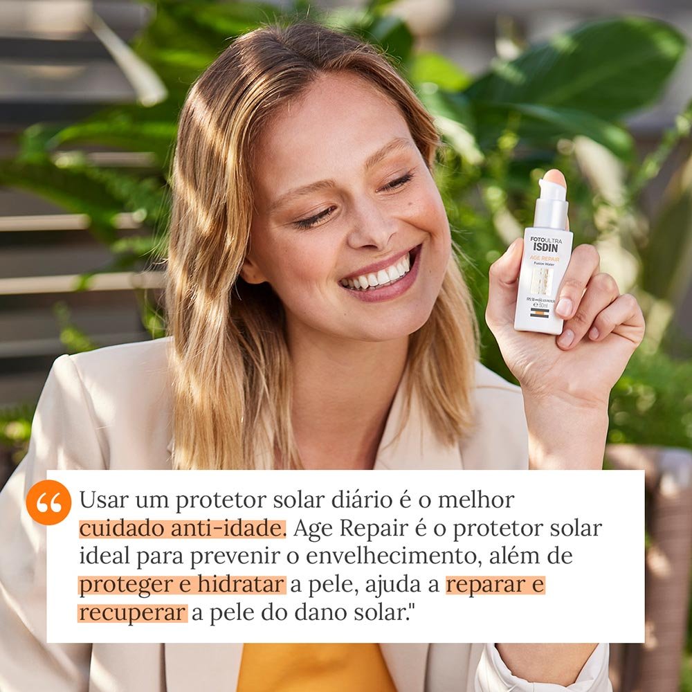 Protetor Solar Antiaging ISDIN - Fusion Water Age Repair FPS50 50ml