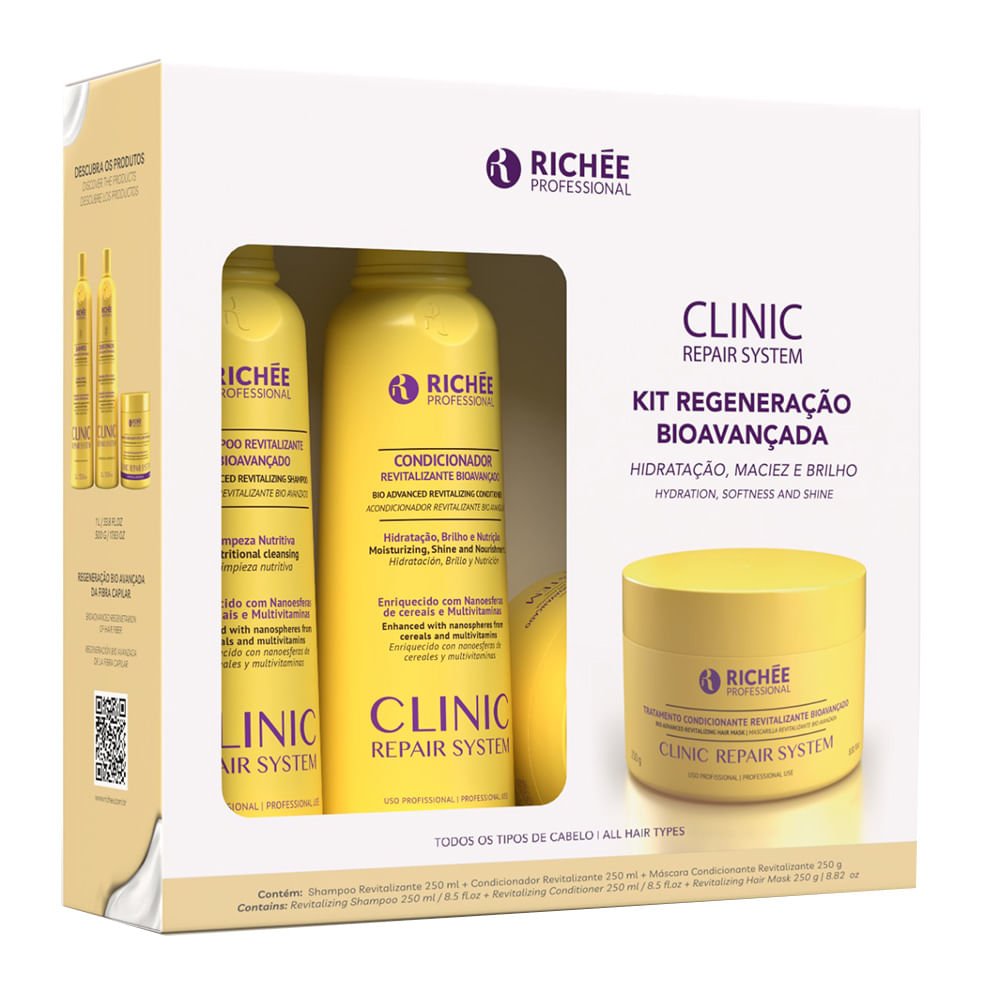 Richeé Box Clinic Repair Kit – Shampoo + Condicionador + Máscara ÚNICO